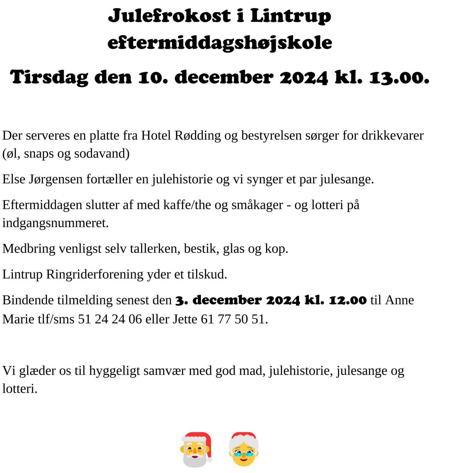 Julefrokost Lintrup eftermiddagshøjskole 10-12-2024 – Lintrup Hjerting