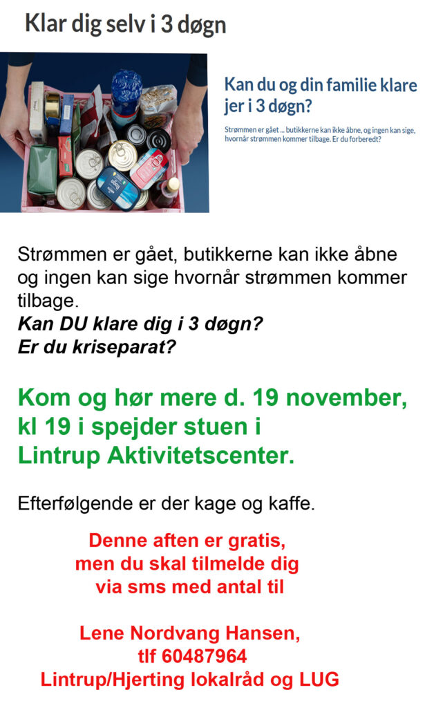 Kan du klare dig i tre døgn ????? afholdes 19-11-2025 – Lintrup Hjerting